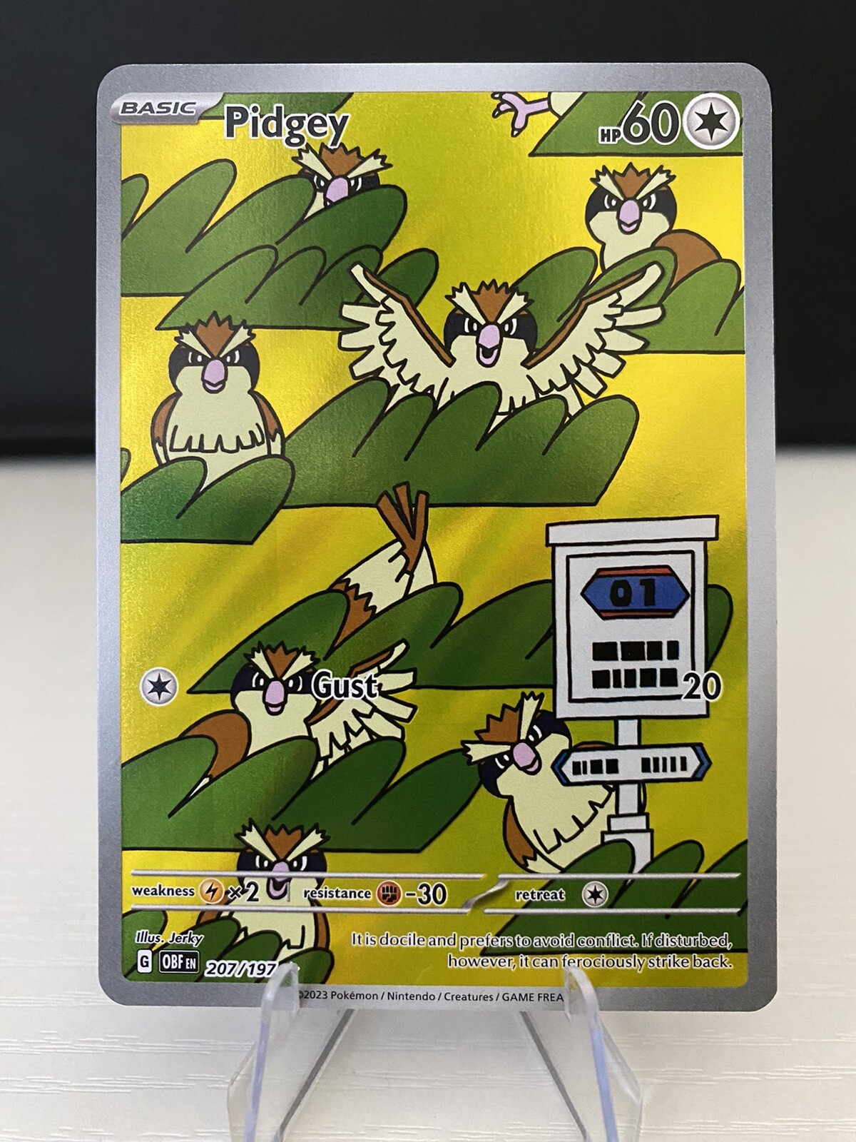 Pidgey 207/197 Full Art Illustration Rare Obsidian Flames Pokemon TCG ...