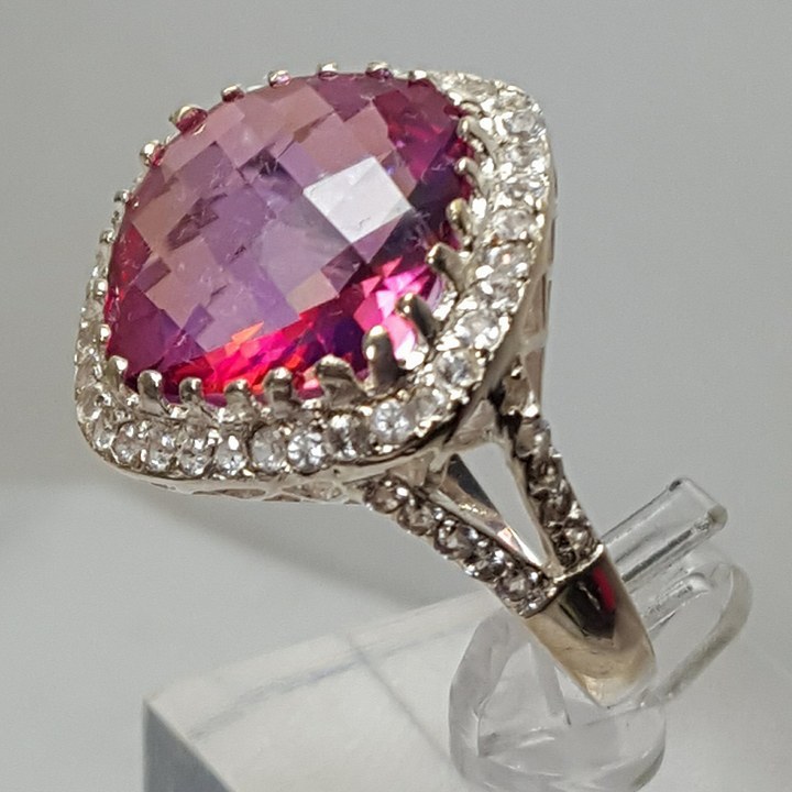 HSN-Enhanced Pink Quartz White Topaz 925 Ring SZ 8 | eBay