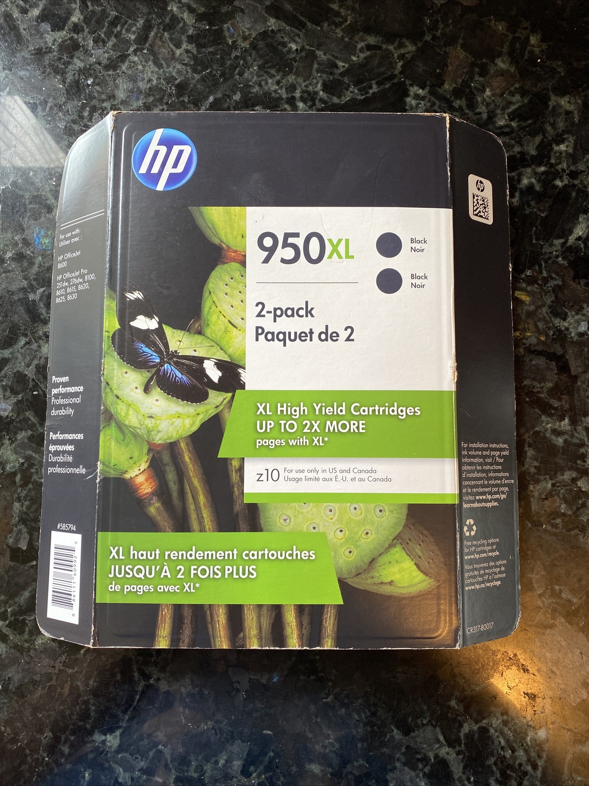 Genuine HP 950XL High Yield 2 Pack Black Ink Cartridges Exp Jan 2021 ...