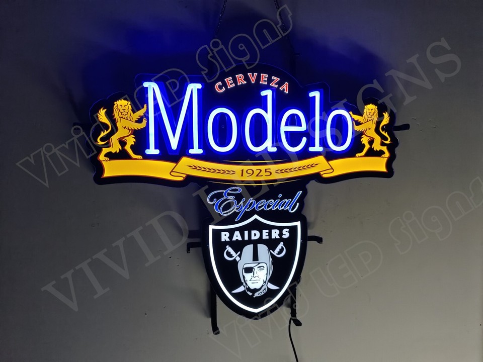 Modelo Cerveza Las Vegas Raiders 24"x20" Vivid LED Neon Sign Lamp With ...