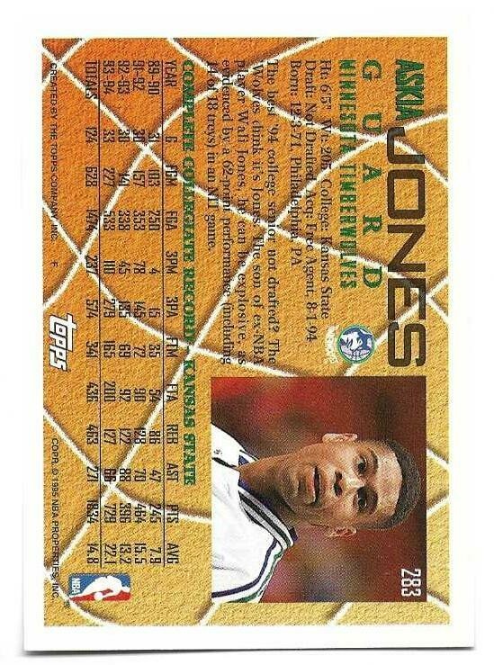ASKIA JONES 1994-95 TOPPS ROOKIE CARD NEAR MINT CONDITION | eBay