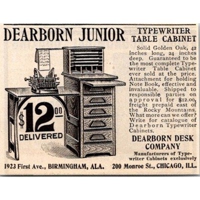Dearborn Desk Company Typewriter Table Cabinet Chicago IL 1903 Clipping ...