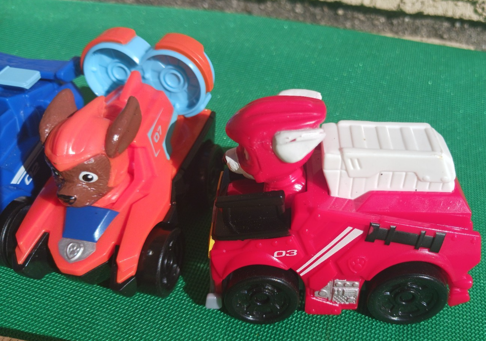 Lot Of 4 Paw Patrol Mighty Pups Super Paws Plastic Racers Cars | eBay