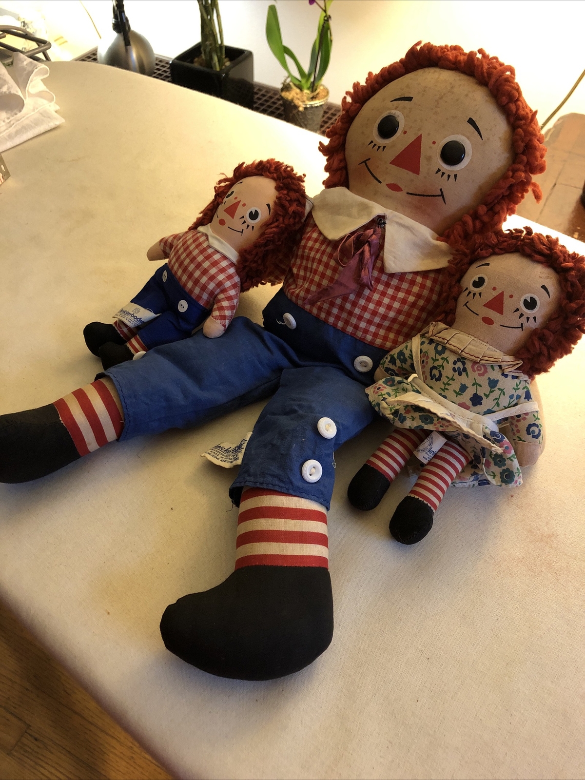 vintage raggedy ann and andy dolls knickerbocker (collection Of 3 THREE ...