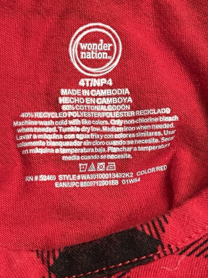 Wonder Nation Red Black Buffalo Check Dress Girls 4T Pockets Holiday ...