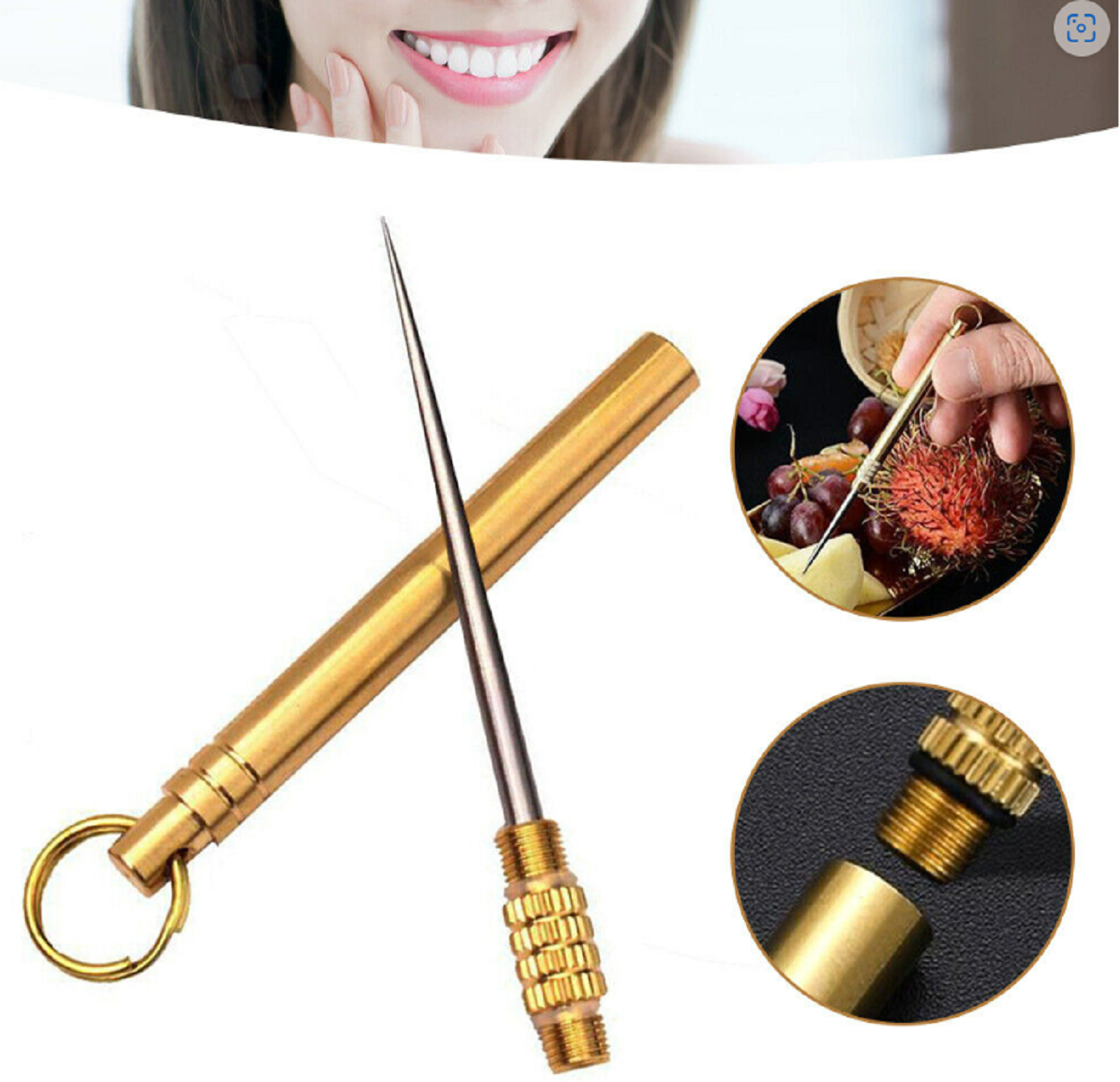 Brass Tooth Pick Portable Metal Toothpick Teeth Waterproof Holder with ...