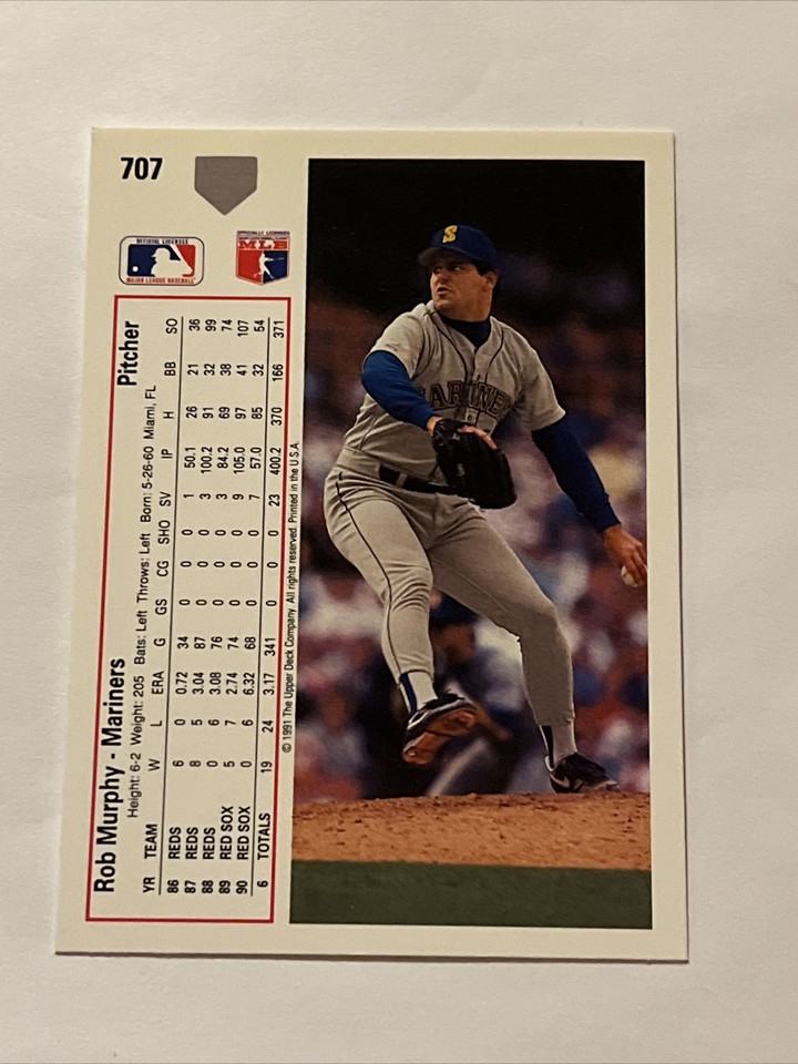 1991 Upper Deck Seattle Mariners Baseball Card #707 Rob Murphy | eBay