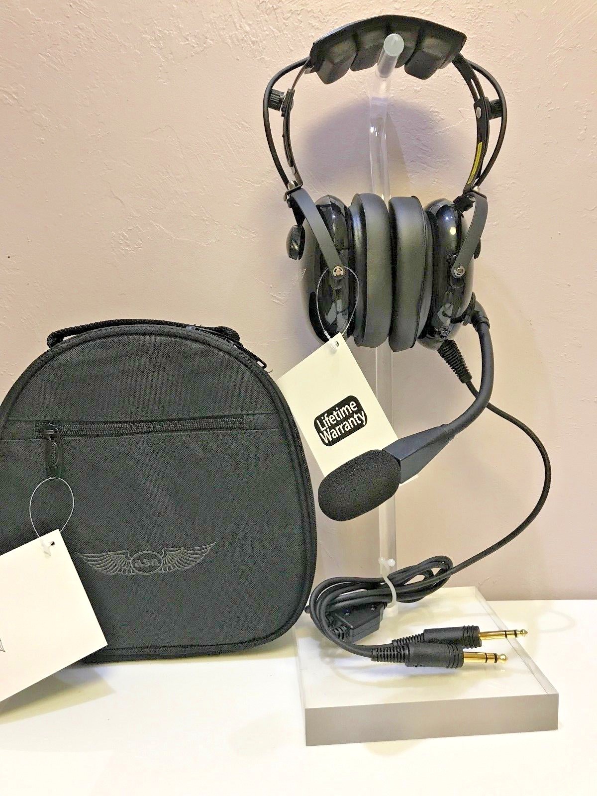 ASA AIR CLASSICS HS-1A GENERAL AVIATION HEADSET & CASE COMBO Lifetime ...
