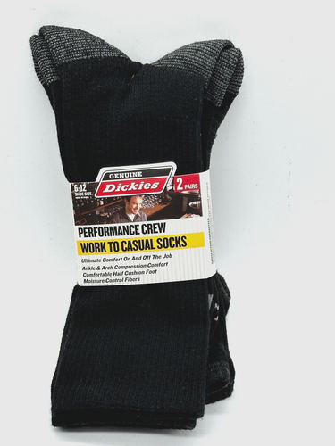 NEW 2 PAIR PACK MENS GENUINE DICKIES PERFORMANCE CREW WORK SOCKS 6-12 ...