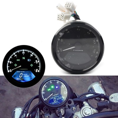 LCD Digital Universal Motorcycle Odometer Speedometer Tachometer ...
