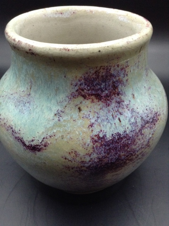 PISGAH FOREST Pottery Aqua Plum Glaze Vase 1933 5"×4½" | eBay