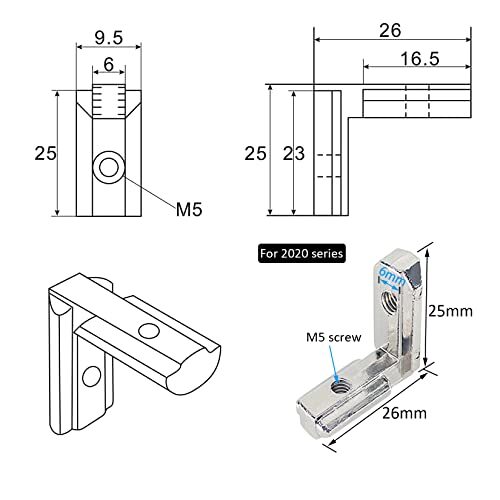 40Pcs/lot 2020 Extrusion Connectors 20 Series Aluminum Extrusion Corner ...