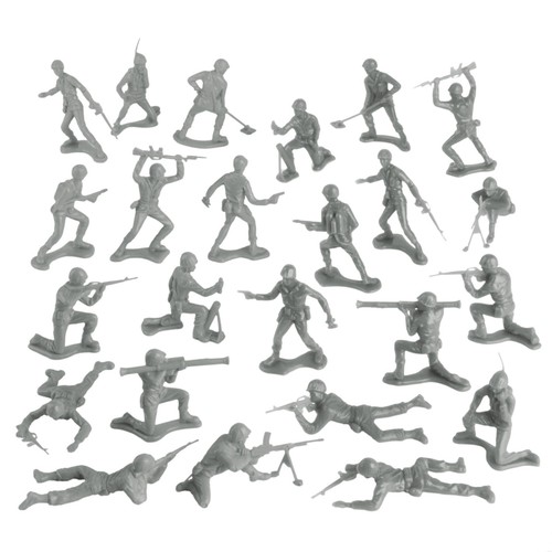 TimMee Processed Plastic Army Men 48pc Gray Tim Mee Toy Soldier Figures ...