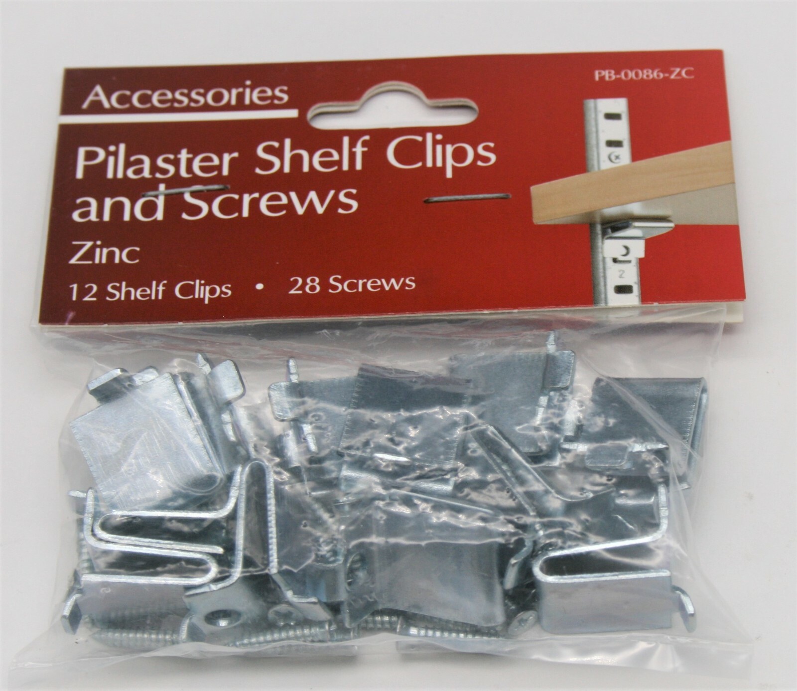 12 Pack Zinc Pilaster Shelf Support Clip 5/8" wide 3/4" deep with 28 5/ ...