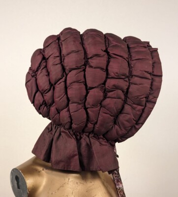 ANTIQUE 1830’S STUFFED SILK PUMPKIN HOOD BONNET W MODESTY RUFFLE | eBay