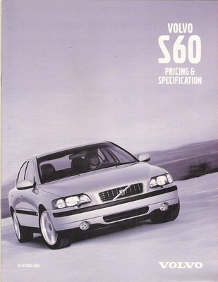 Volvo S60 Specifications 2000-01 UK Market Brochure 2.0T 2.4T T5 S SE ...