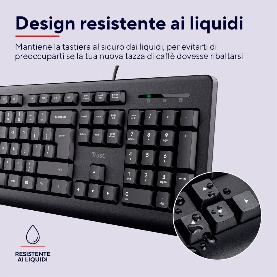 Trust Taro Tastiera USB Cablata, Layout Italiano QWERTY, Tastiera PC ...