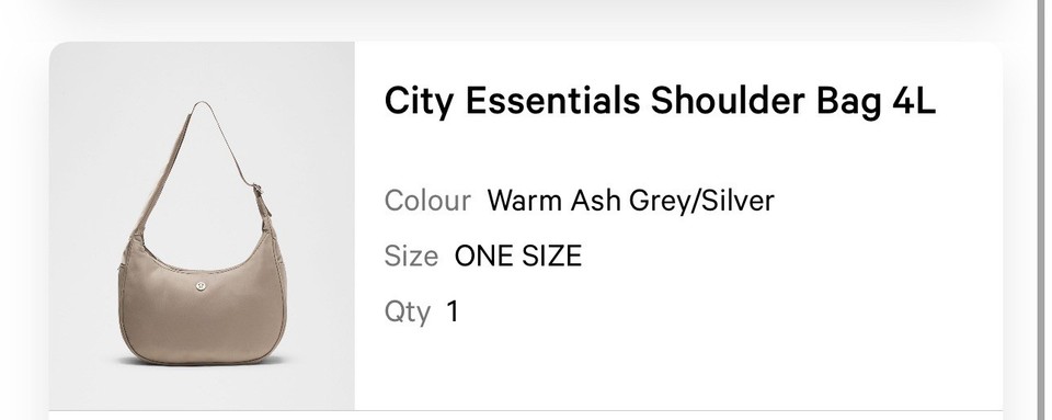 Lululemon Women's Warm Ash Gray City Essentials Shoulder Bag 4L | eBay