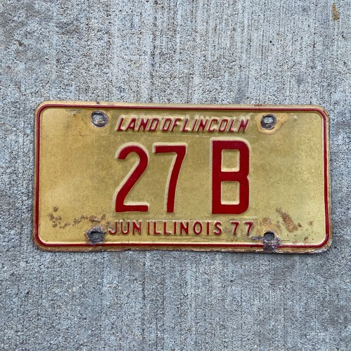 1977 Illinois B Truck License Plate 27 B Garage Auto Low Num Two Digit ...