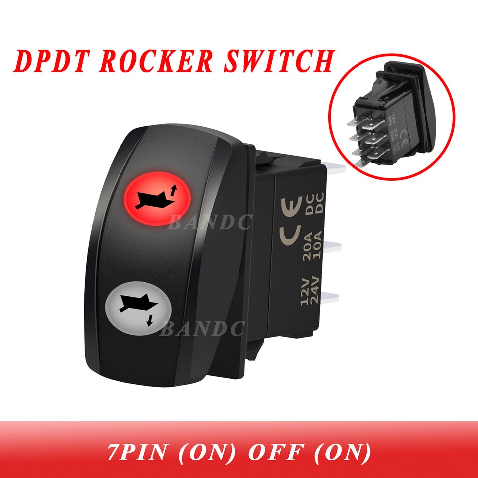 TRIM TABS Rocker Switch 7Pin (ON) OFF (ON) Momentary For Car Marine ...