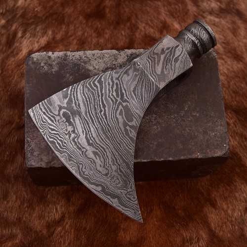 CUSTOM HANDMADE FORGED DAMASCUS STEEL AXE HEAD VIKING HATCHET TOMAHAWK ...