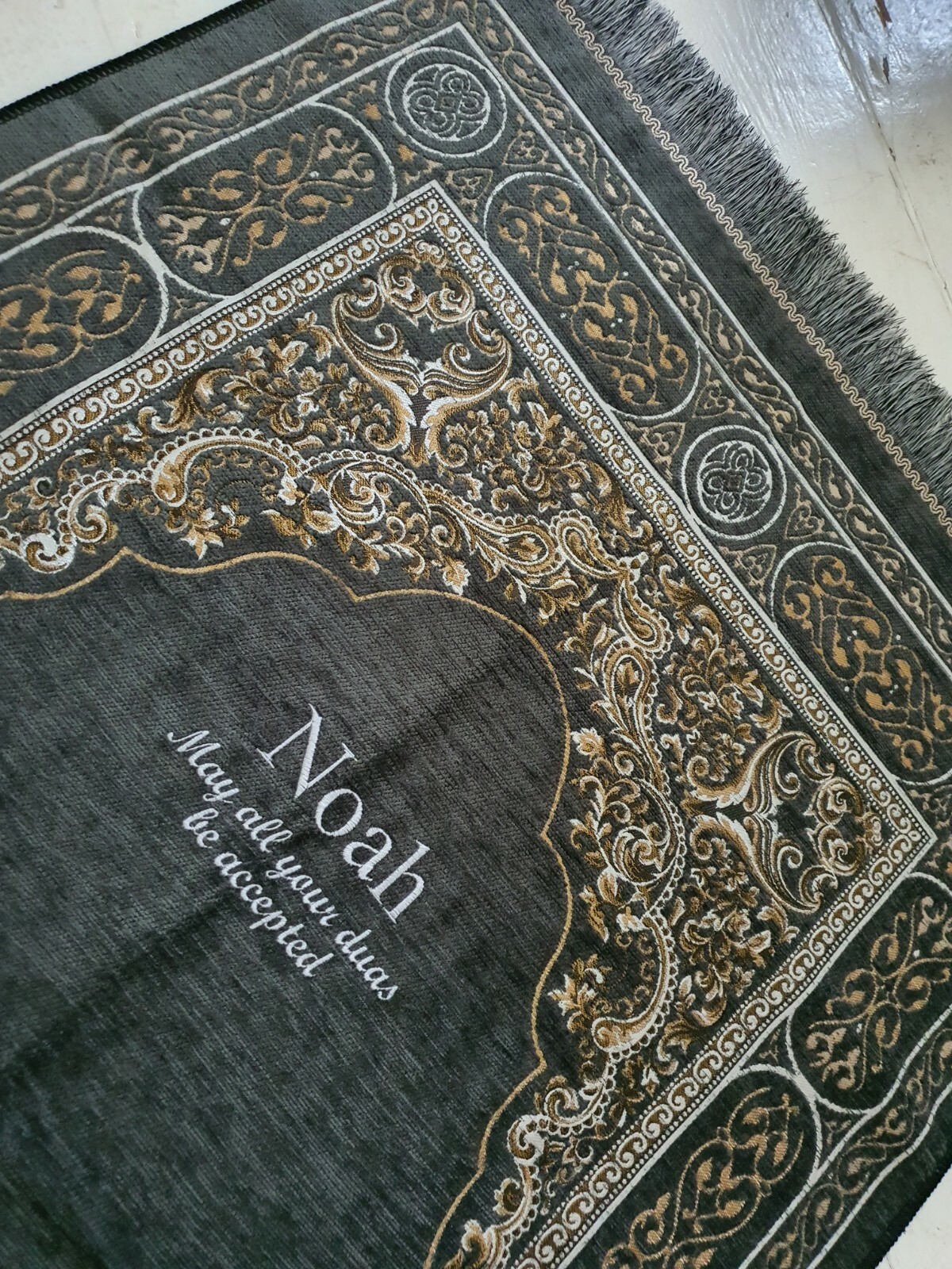 Personalised turkish prayer mat sajada black royal pink musallah namaz ...