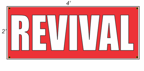 2x4 REVIVAL Red with White Copy Banner Sign NEW | eBay