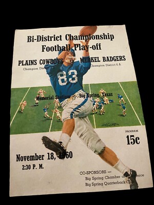 Plains Cowboys vs Merkel Badgers Championship Football Program 1960s ...