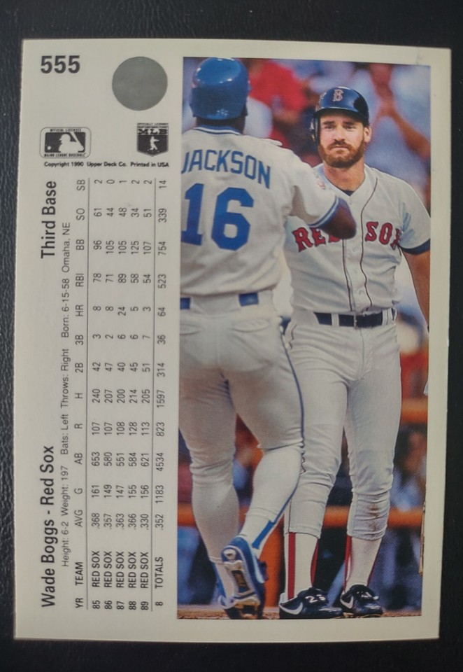 Wade Boggs, Boston Red Sox, 1990 Upper Deck Baseball Card with Bo ...