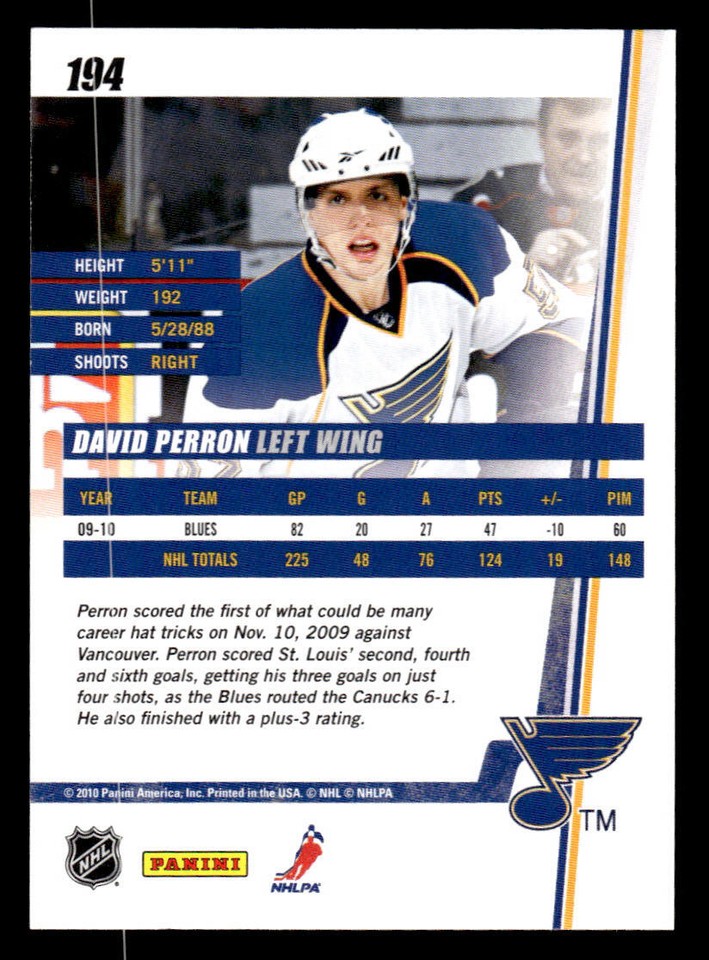 David Perron St. Louis Blues 2010-11 Donruss #194 | eBay