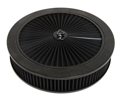 CHEVY SMALL BLOCK HI FLOW BLACK AIR CLEANER 14x3" FLAT BASE 327 350 383 ...