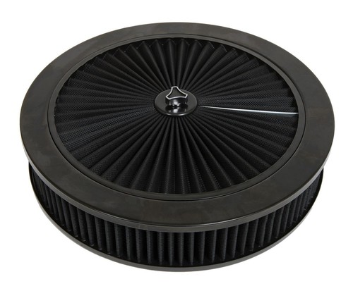 CHEVY SMALL BLOCK HI FLOW BLACK AIR CLEANER 14x3" FLAT BASE 327 350 383 ...
