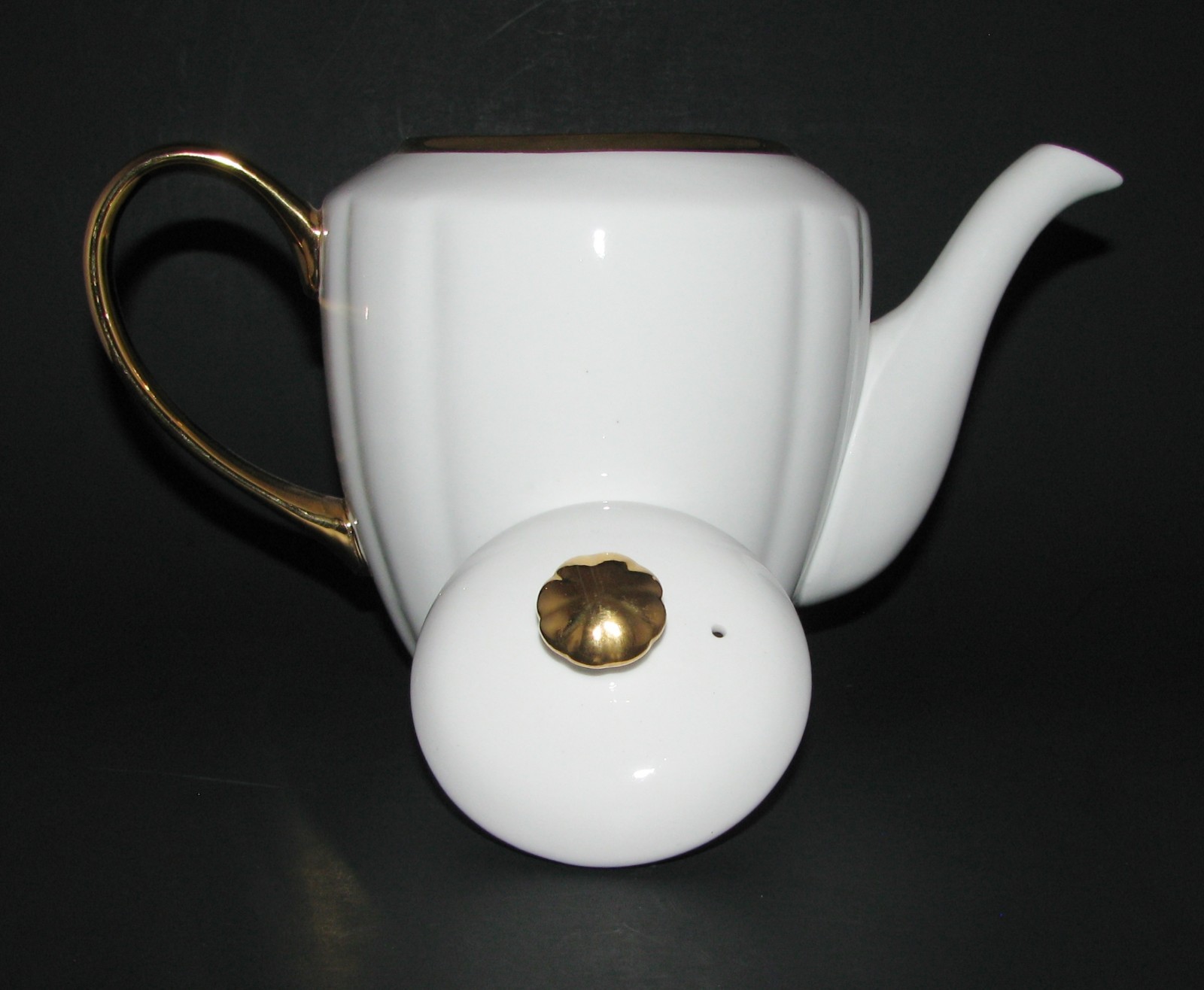 NEW GRACE'S TEAWARE WHITE+24K GOLD METALLIC TEA+COFFEE POT,TEAPOT-6 ...