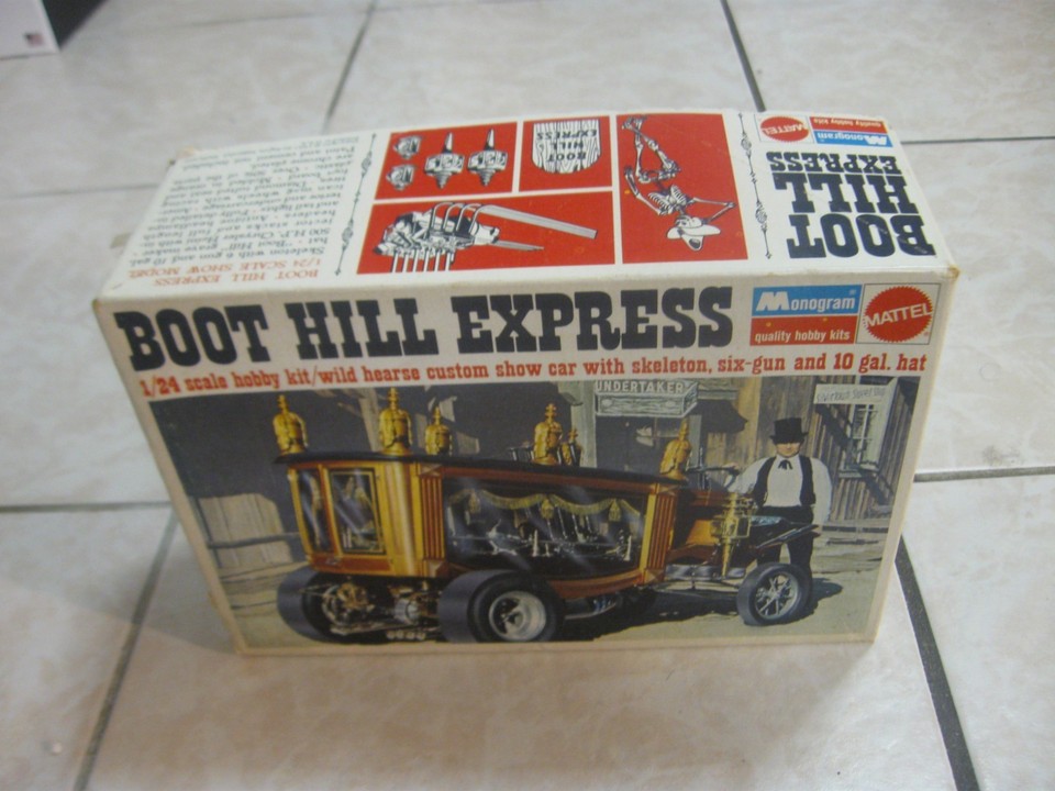 1967 VINTAGE MONOGRAM 1/24 SCAL BOOT HILL EXPRESS HEARSE MODEL KIT with ...