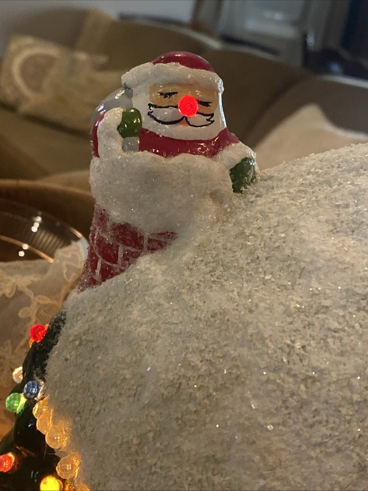 Vintage Ceramic Christmas IGLOO Light Up Snow House Santa Snowman Trees ...