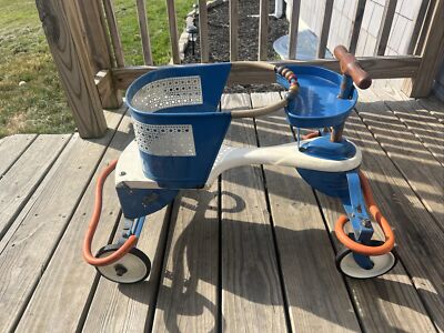 Vintage 1950's Taylor Tot Metal Wood Baby Stroller Walker Blue white ...