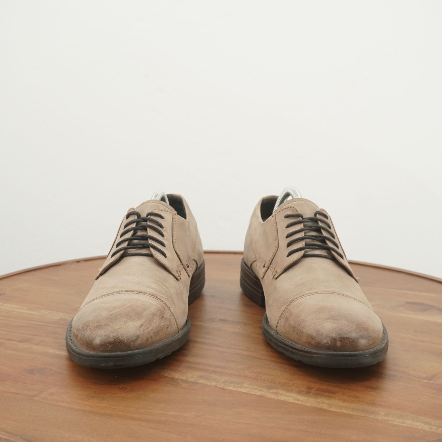 Clarks Mens Denton Oxfords Dress Shoes Cap Toe Beige Leather Burnished ...