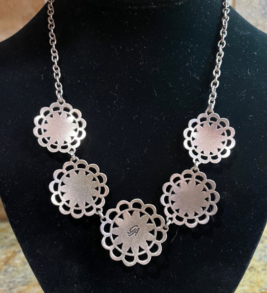 Grace Adele 18-20" Gun Metal Color Chain Necklace Black Enamel Flower ...