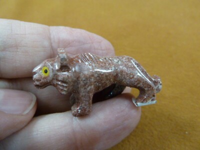 (Y-TIG-15) little red TIGER figurine SOAPSTONE PERU stone statue I love ...
