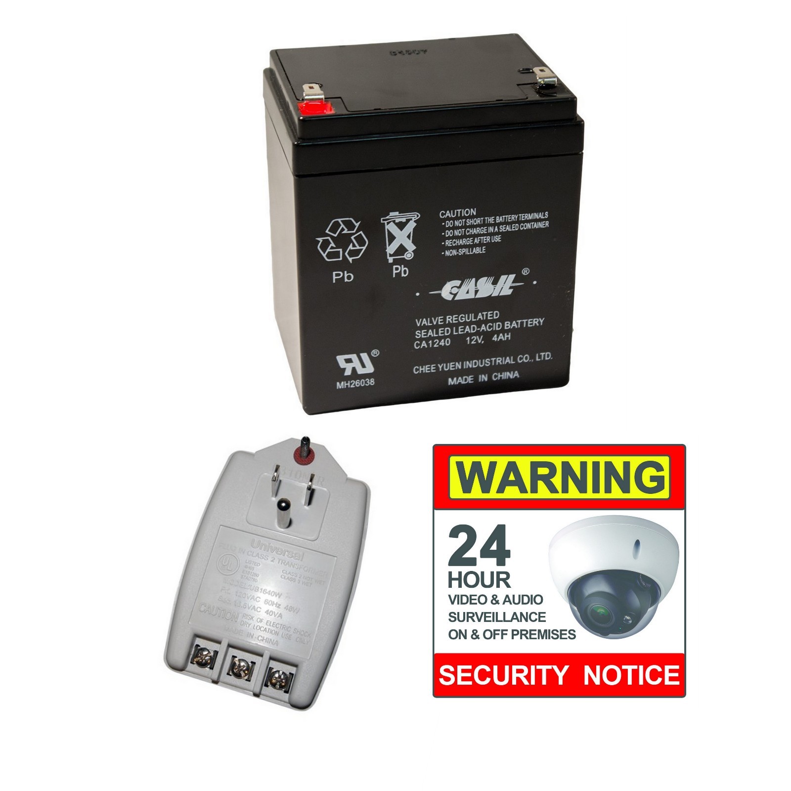 Casil Genuine CA1240 12V 4Ah SLA Alarm Battery ADT, Verizon, Honeywell ...