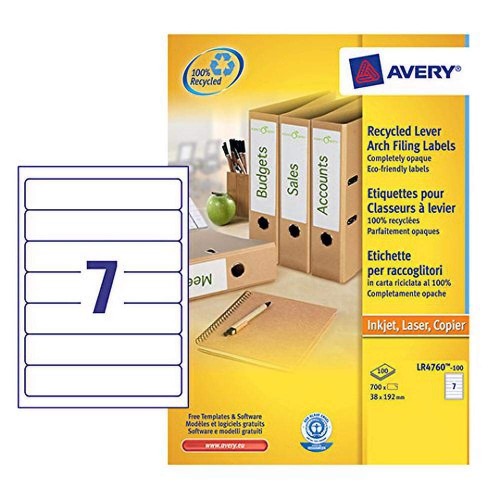 Avery LR4760-100 Self-Adhesive Recycled File Labels, 7 Labels Per A4 ...
