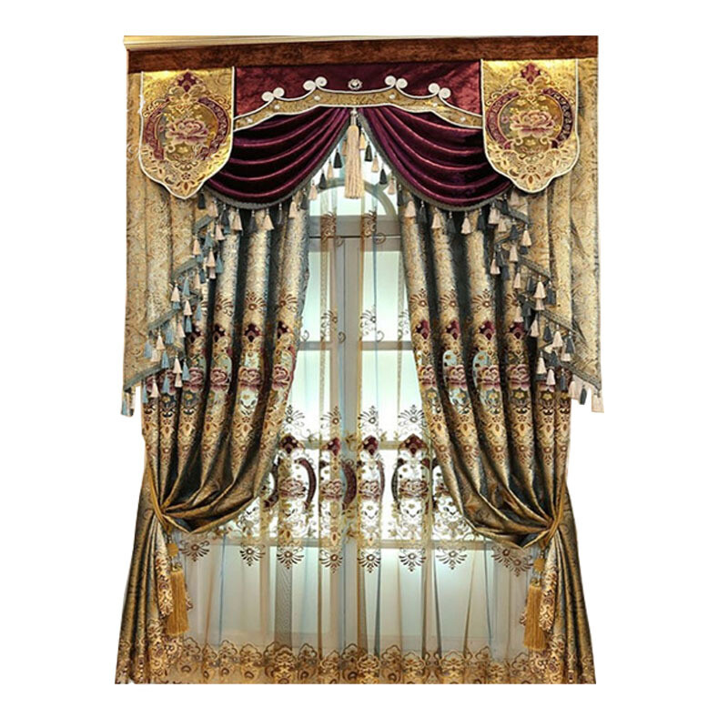 European Embroidery Curtain Fabric Water-soluble Window Drape Semi ...