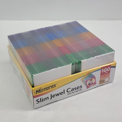 Memorex CD Slim Jewel Cases 100 Pack Multi Color DVD Disc Storage ...