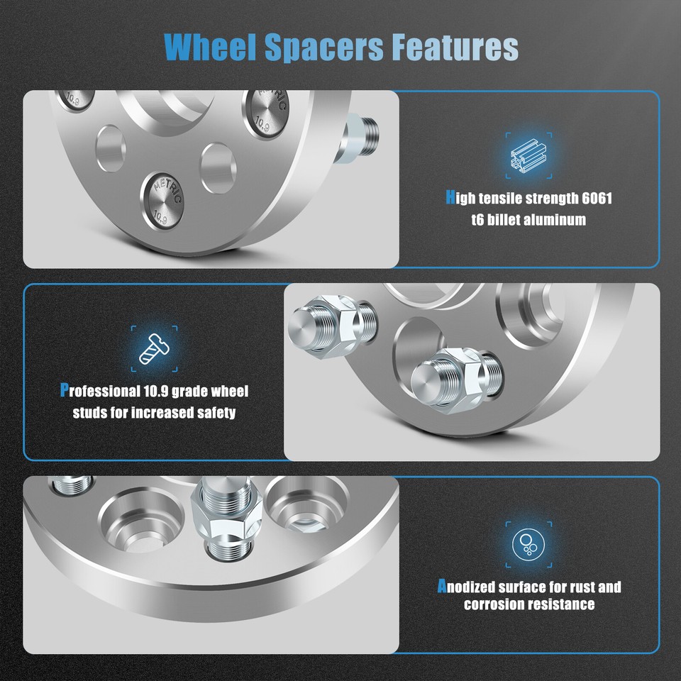 (4) 5x100 to 5x112 Wheel Adapters 20mm 5x100 Hub to 5x112 Wheel For VW ...