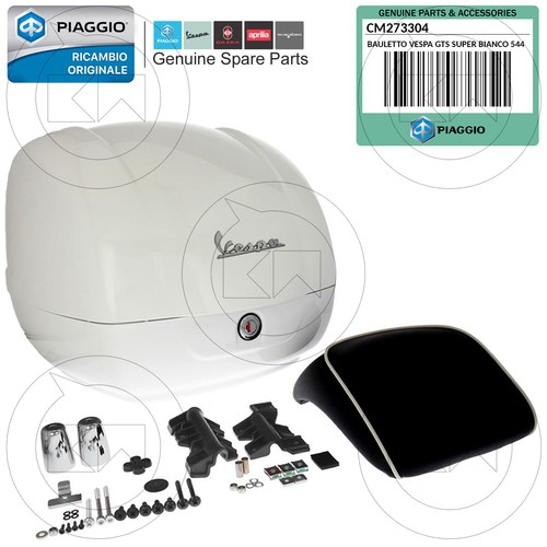White Top-Case 544 + Original Backrest VESPA GTS 250 2005 2006 2007 ...