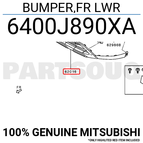 6400J890XA Genuine Mitsubishi BUMPER,FR LWR | eBay