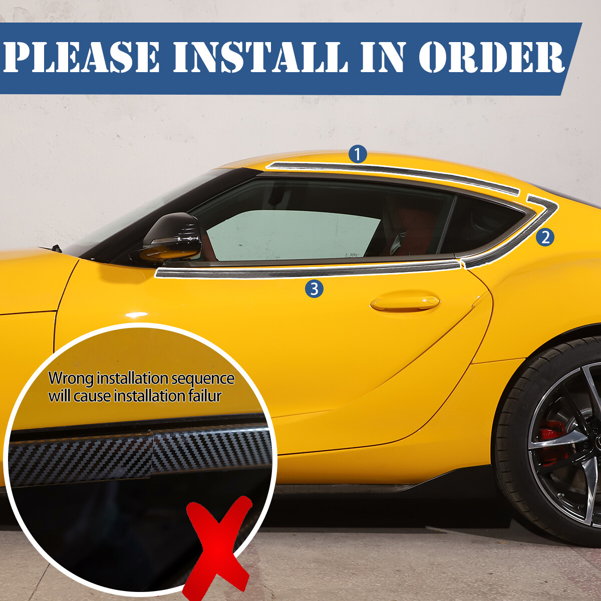 Steel Car Window Molding Trim Decoration Strips For Toyota Supra A90 19 ...