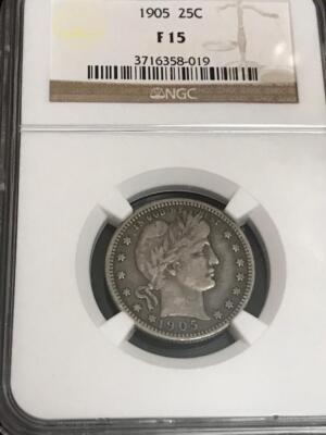 1905 Barber Quarter Dollar Silver 25 Cent Coin F15 | eBay