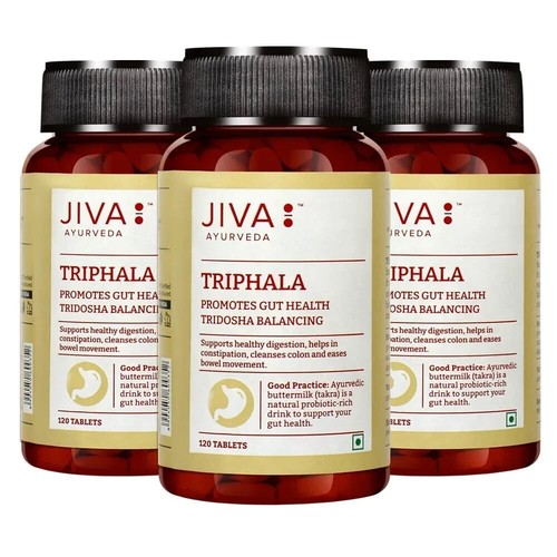 3 x Jiva Ayurveda Triphala Tablets (120tab), Promotes Gut Health ...