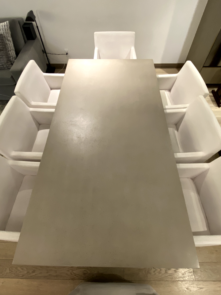 84" RESTORATION HARDWARE FRENCH BEAM CONCRETE & TEAK RECTANGULAR DINING TABLE | eBay